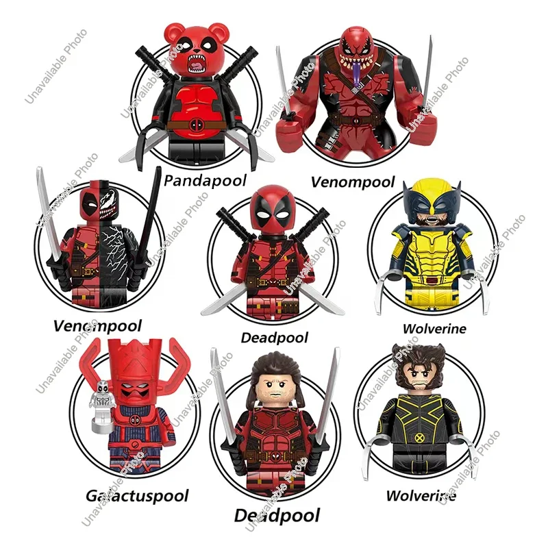 Figuras-de-a-o-Deadpool-Venompool-Pandapool-Wolverine-Blocos-de-Constru ...