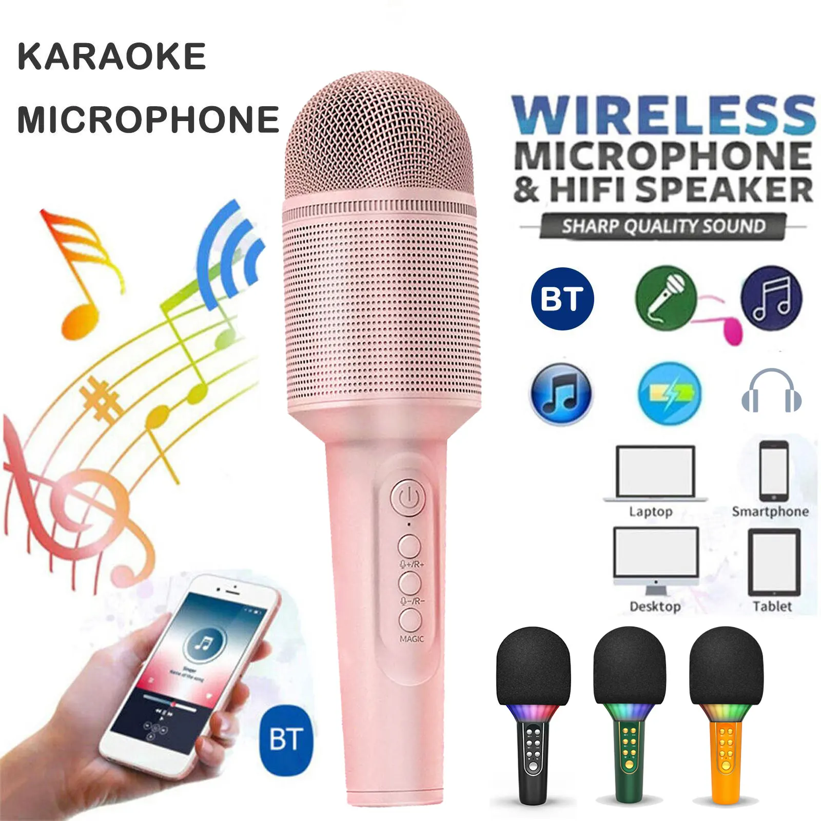 Karaoke-Microphone-Bluetooth-Wireless-Portable-Home-Singing-Machine ...