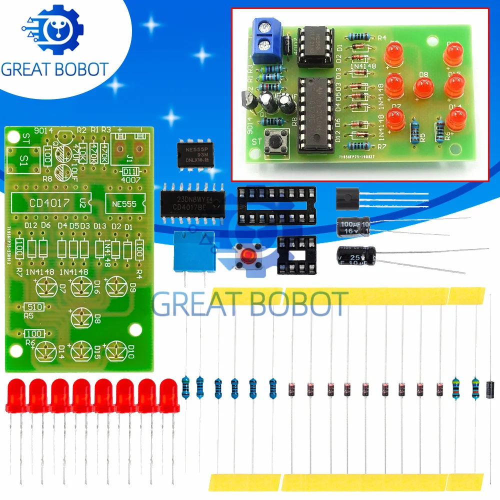 Electronic-Dice-Kit-Led-Dice-Parts-Cd4017-Ne555-Electronic-DIY-Production-Kit-with-Reverse ...