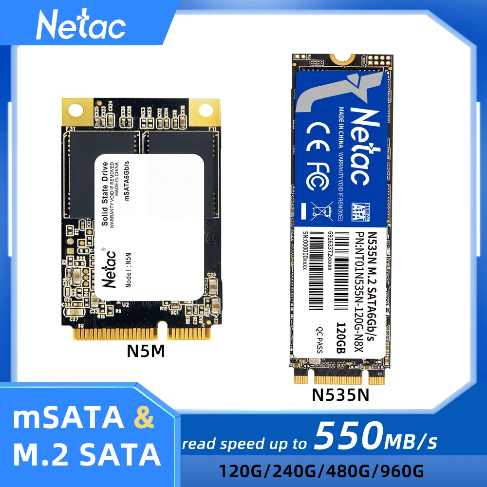 Netac-SATA3-SSD-120gb-240gb-480gb-960gb-Internal-SSD-Hard-Drive-mSATA-M ...