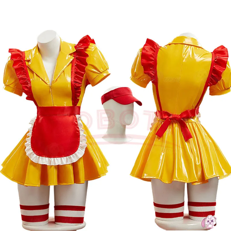 Anime MC Cosplay Doujin Donald's Kleidung Sexy Frauen PU Kellnerin ...