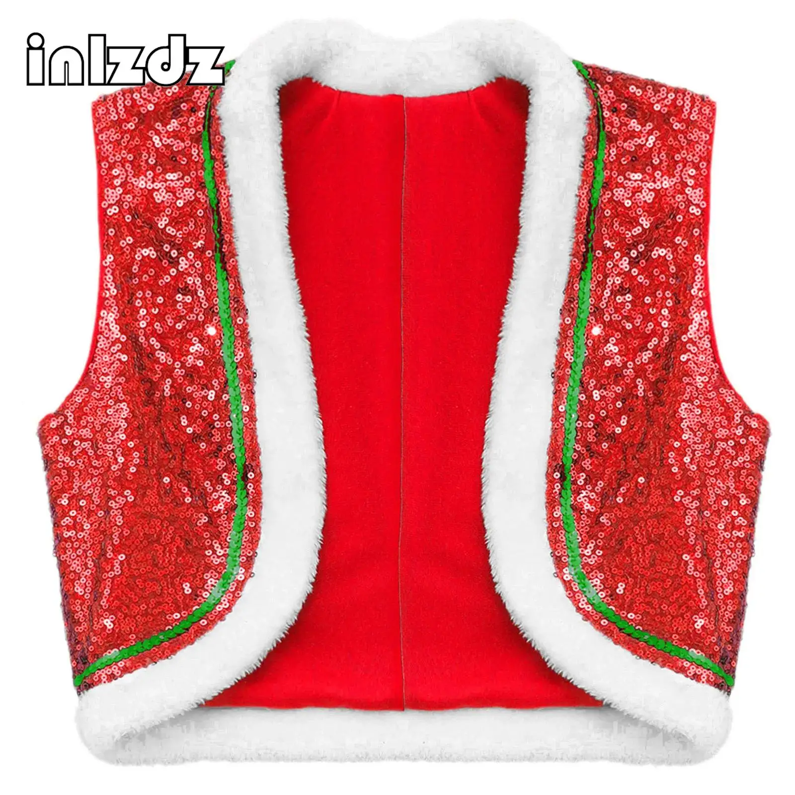 Kids-Christmas-Sequins-Waistcoat-Red-Green-Santa-Elf-Vest-Santa-Claus ...