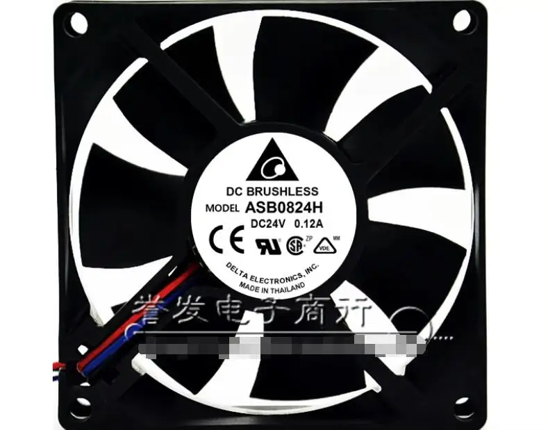 Delta Electronics ASB0824H DC 24V 0.12A 80x80x25mm 3-Wire Server Cooling Fan - Cocoolingdirect