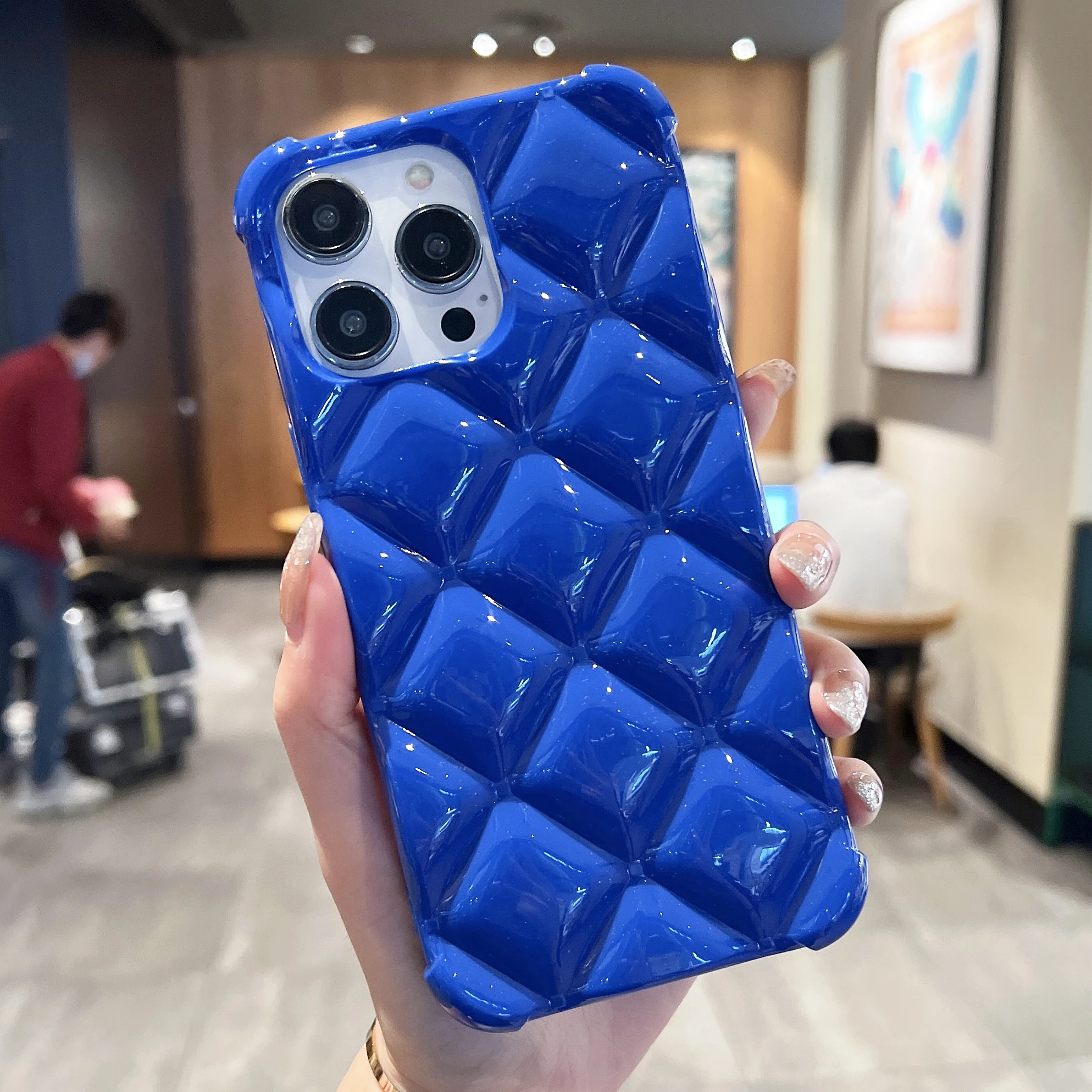 3D-Rhomboid-Lattice-Phone-Case-For-iPhone-14-13-12-11-Pro-Max-Plus ...