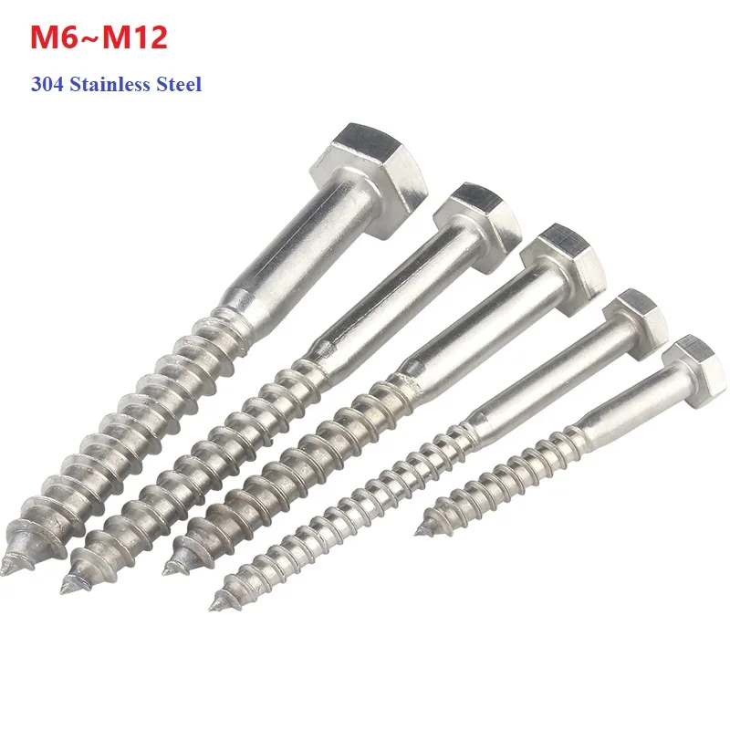 M6 M8 M10 M12 304 Stainless Steel Hexagon Head Self-tapping Wood Screws ...