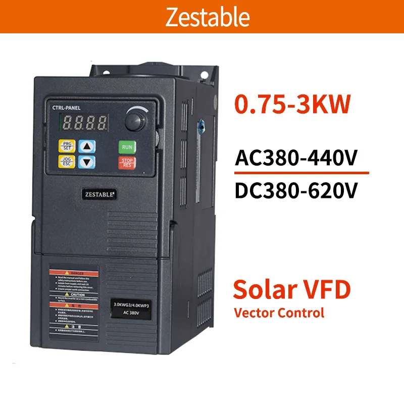 ZA280 380V Solar Inverter Mini VFD DC380 620V Variable Frequency Drive Converter for 0.75KW 1 ...