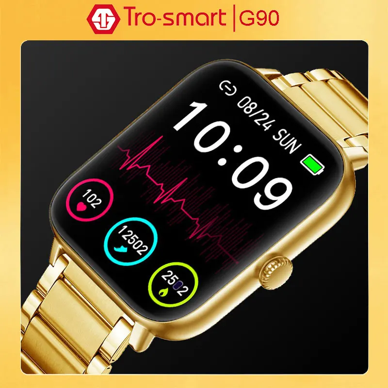 Gold Smart Watch Men Women Golden Smartwatch Electronics Smart Clock ...