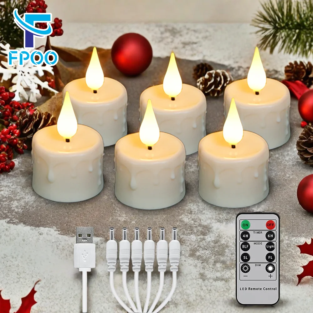6-PCS-Rechargeable-Candles-by-USB-Timer-Remote-LED-Candle-Flickering ...