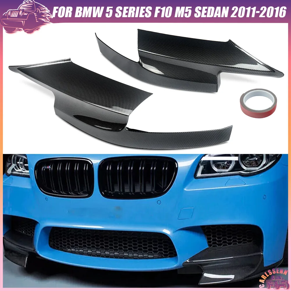 Carbon Fiber Look Style Front Bumper Corner Splitter Lip For BMW F10 M5 ...