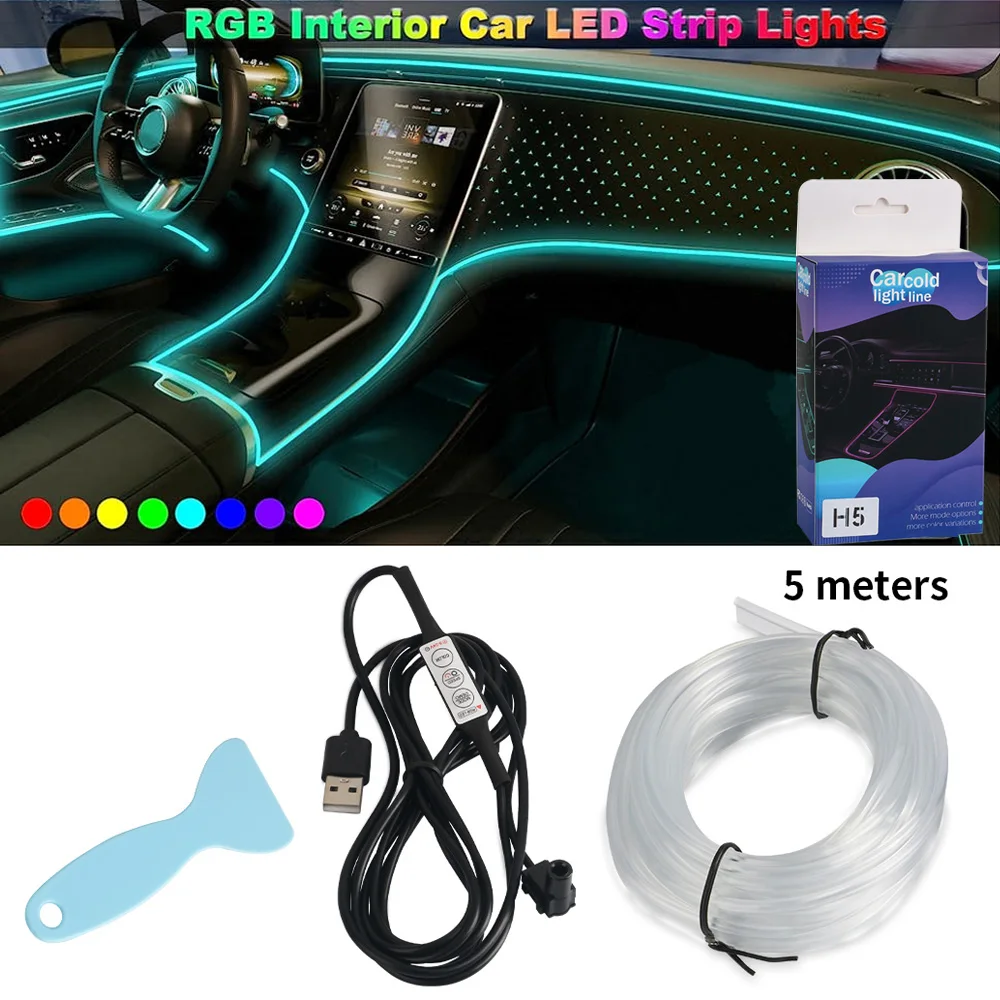 1-2-3-4-5M-RGB-Led-Strip-Car-Interior-decorazioni-al-Neon-luci-d ...