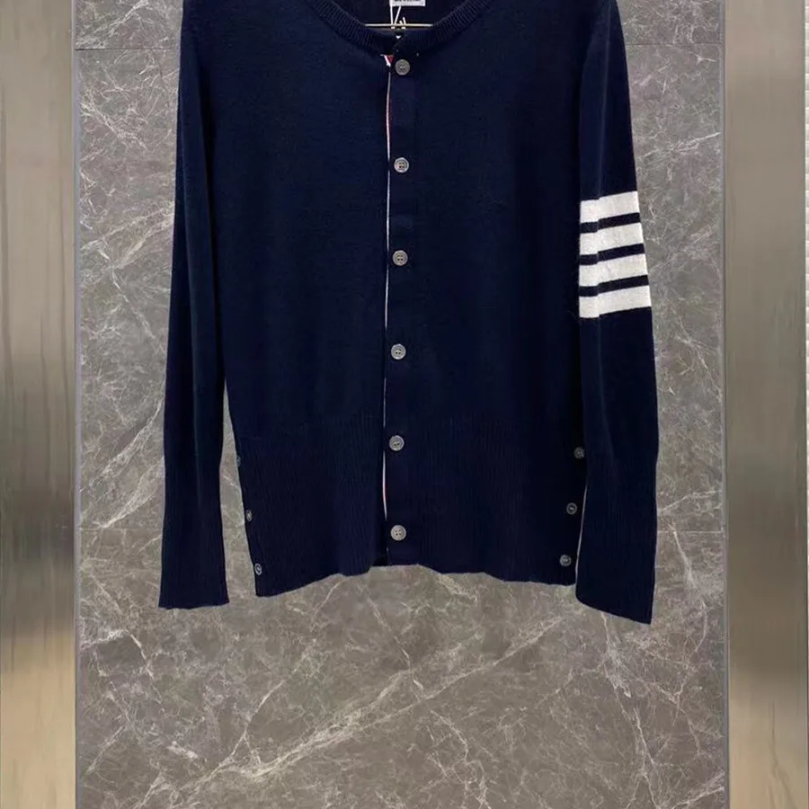 Moda feminina marca cardigan original tripulação pescoço design ...