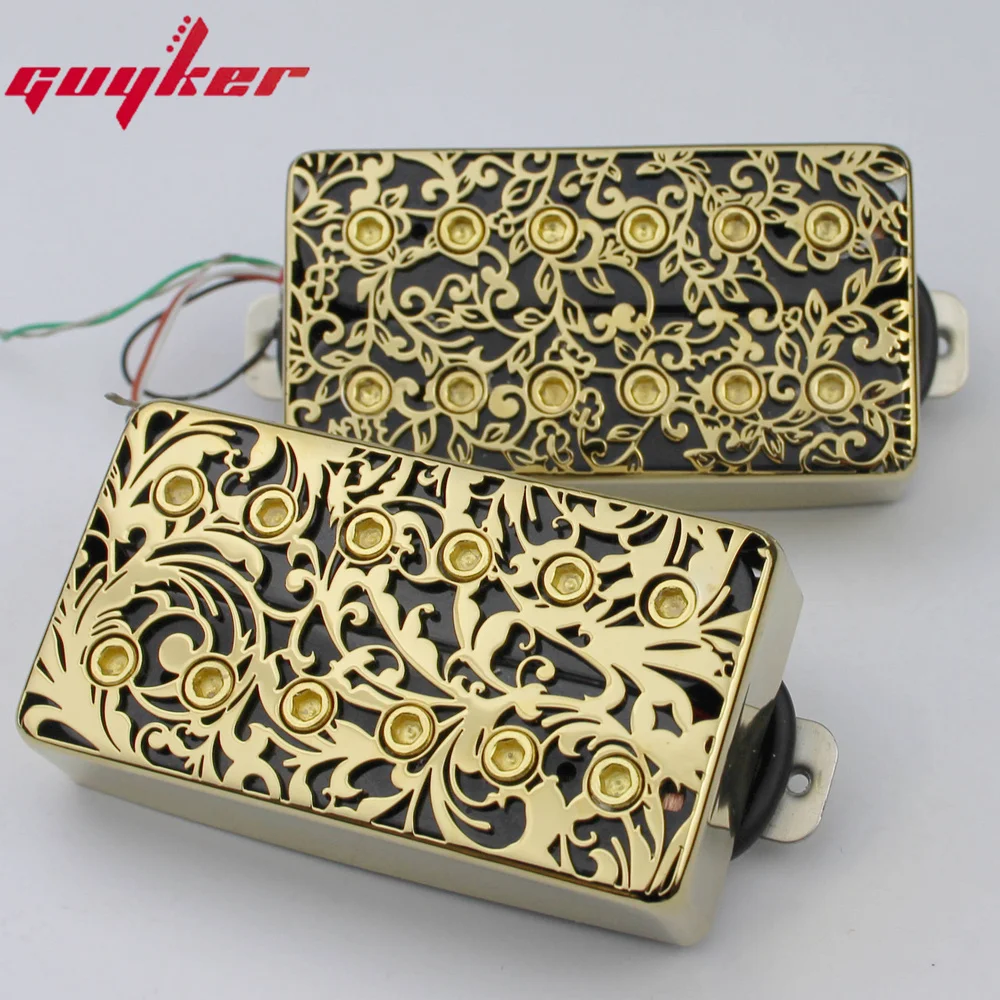1 Set GUYKER Alnico Humbucker Pickup LP Guitar Gold Surface Gear ...