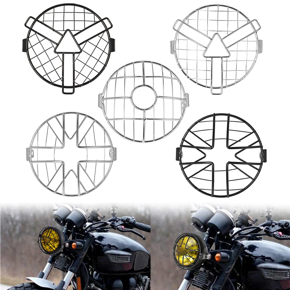 Retro-Universal-6-5-Motorcycle-Front-Headlight-Grill-Protector-Cover ...