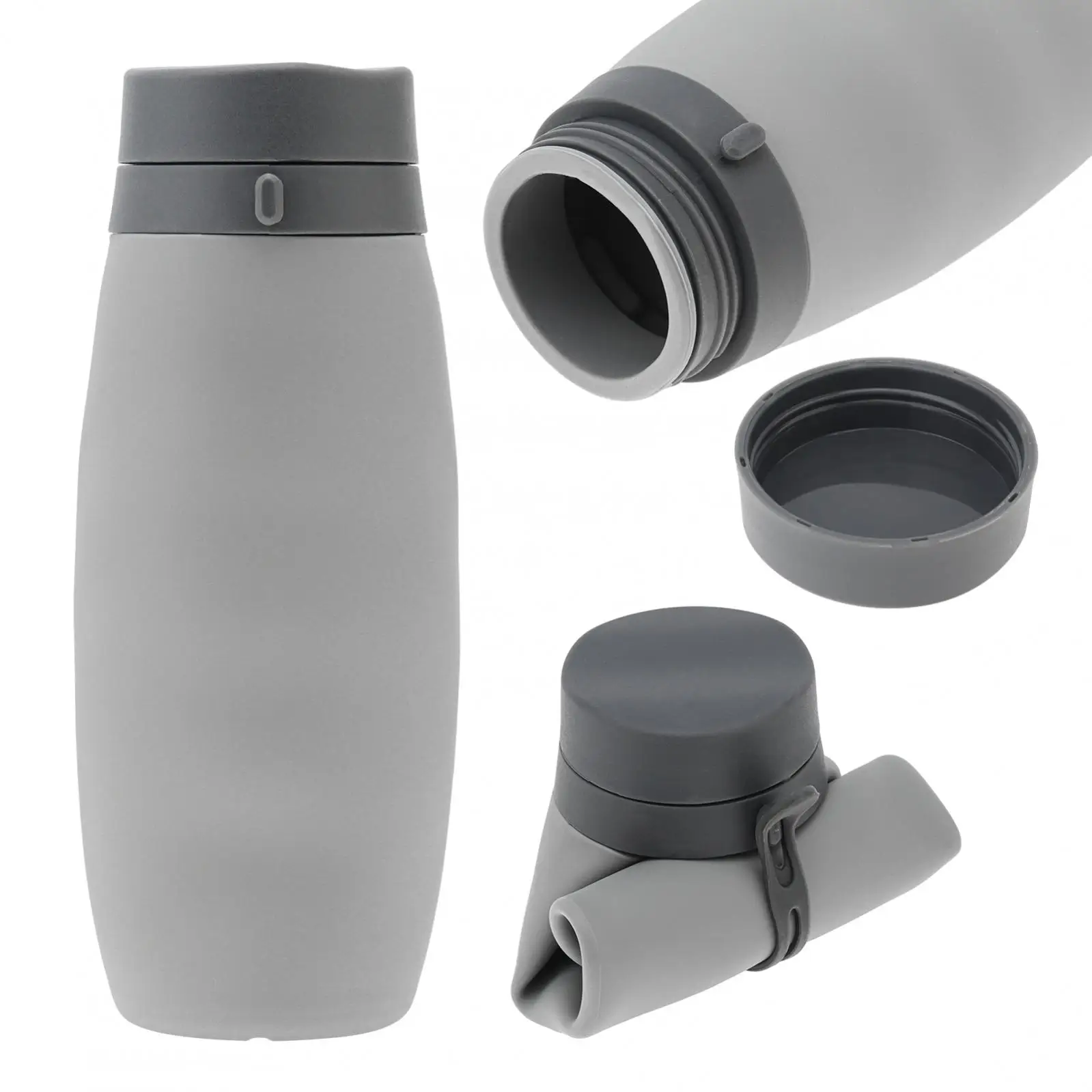 Portable 600ml/ 20.3 fl oz High Temp Resistant Silicone Water Bottle ...