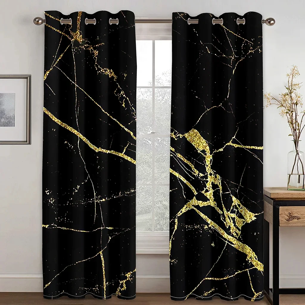 3D-Modern-Black-Gold-Abstract-Art-Marble-Elegant-Design-2-Pieces-Thin ...