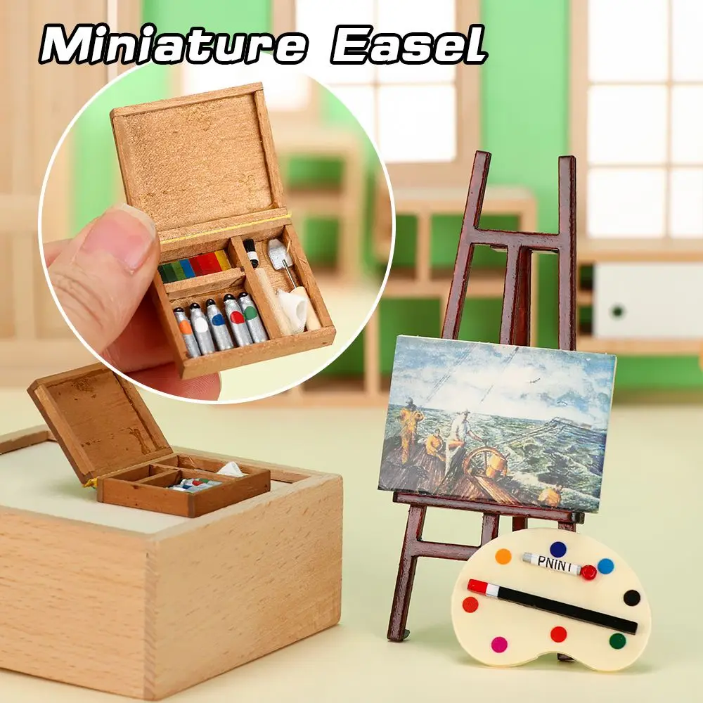 Caja-de-madera-en-miniatura-1-12-caballete-de-simulaci-n-accesorios-de ...