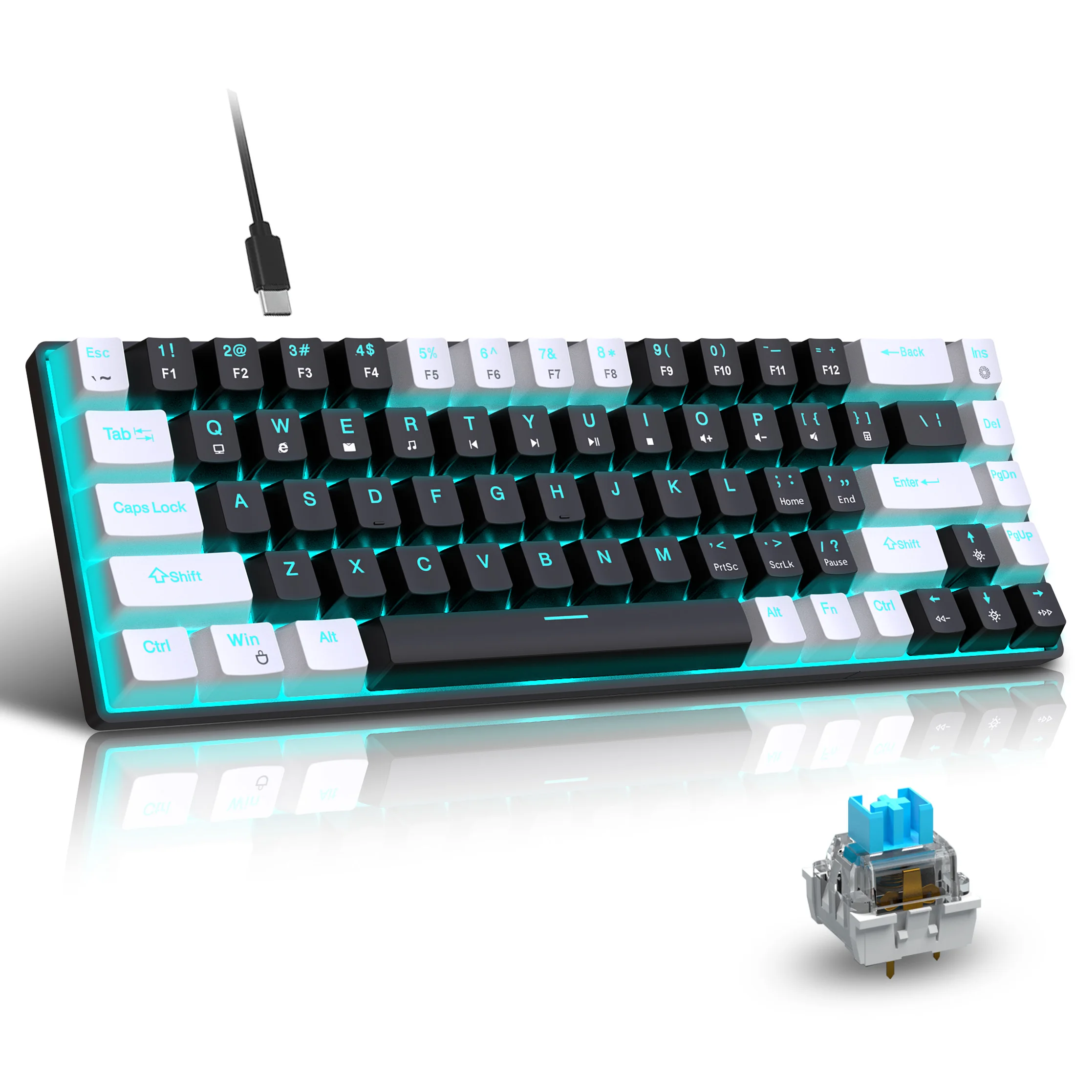 68-Keys-Mechanical-Keyboard-Ergonomics-RGB-Backlit-LED-Hot-Swappable ...