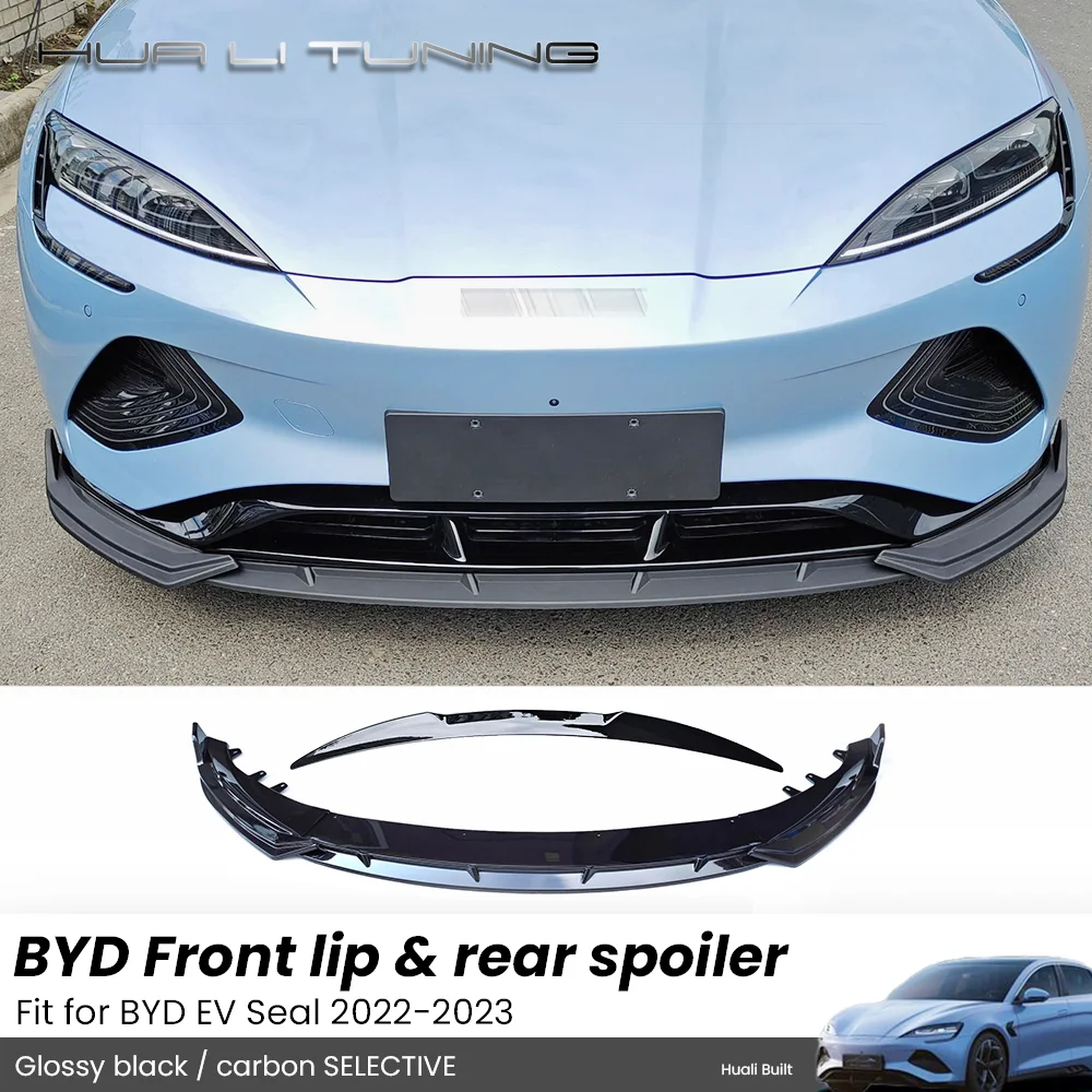For-BYD-EV-Seal-2023-Front-Bumper-Lips-Rear-Spoiler-Wing-Glossy-Black ...