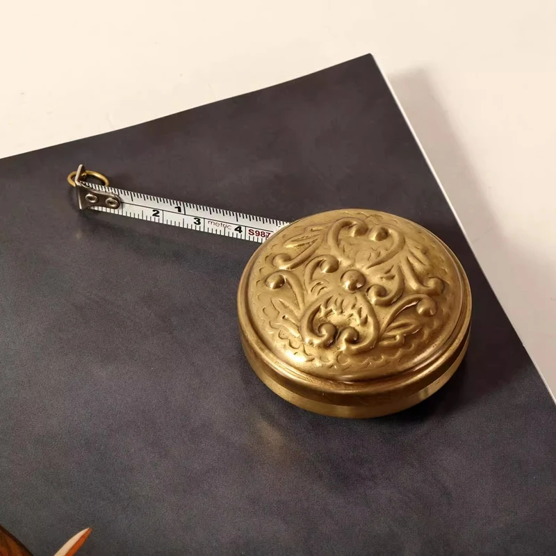 ‌200cm Vintage Brass Embossed Retractable Tape Measure Decorative ...