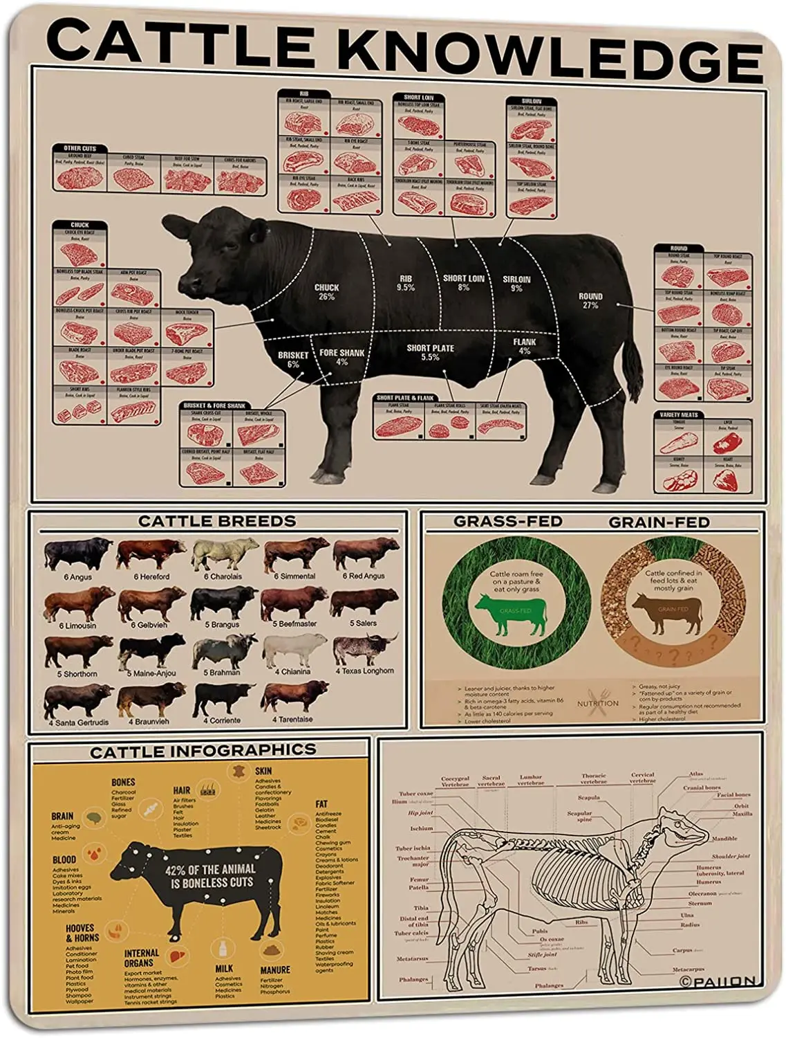 Cattle-Knowledge-Metal-Tin-Sign-Breed-Information-Poster-Animal-Farm ...
