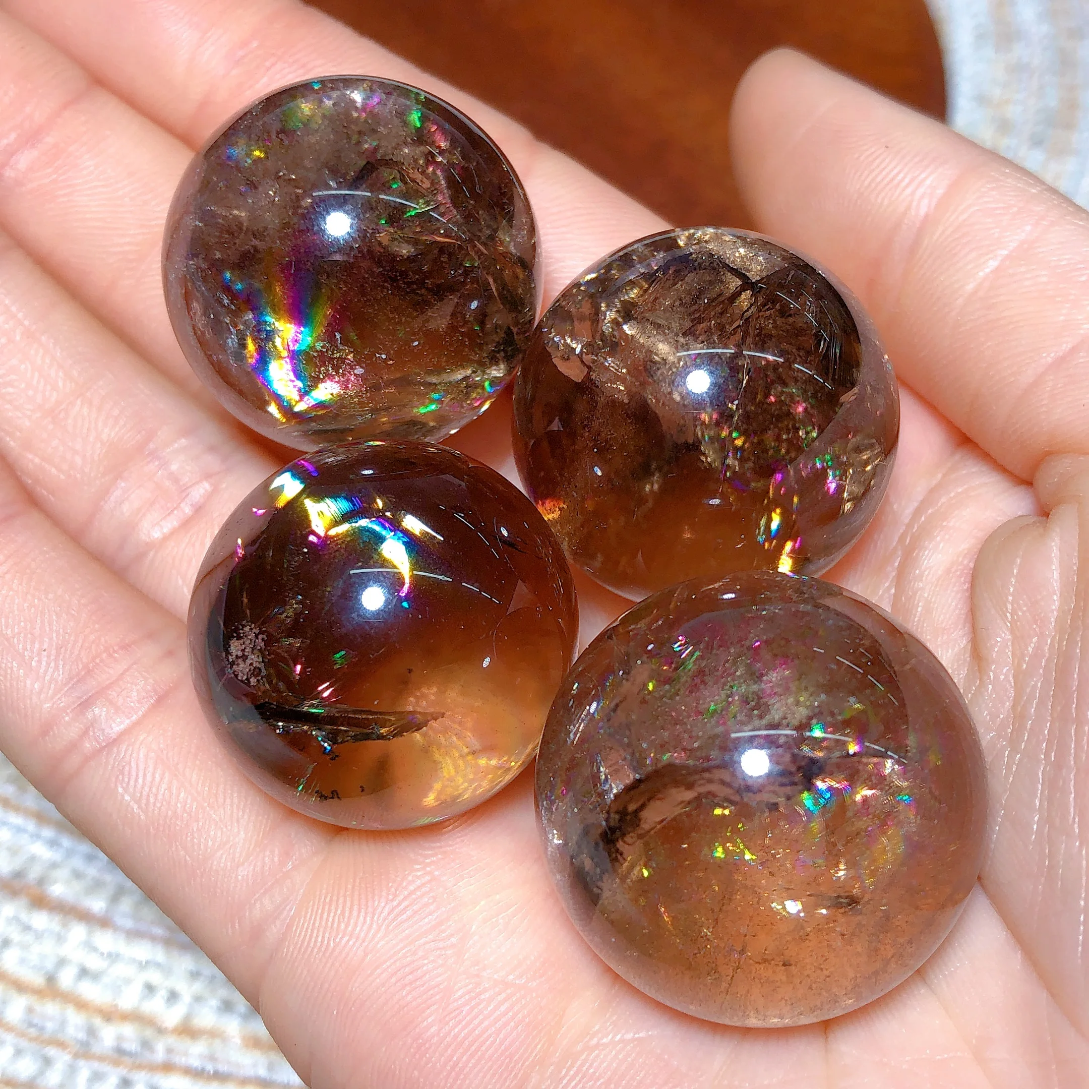 Natural-Crystals-Smokey-Quartz-Mini-Rainbow-Flashy-Sphere-Reiki ...