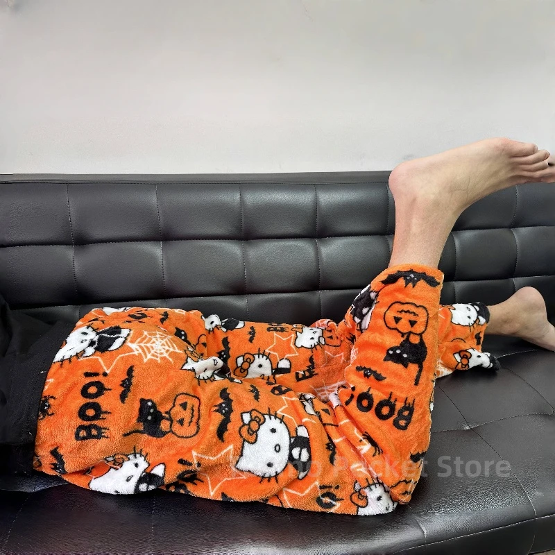 Sanrio-Halloween-spodnie-od-pi-amy-Anime-rysunek-Hello-Kitty-polar-podw ...