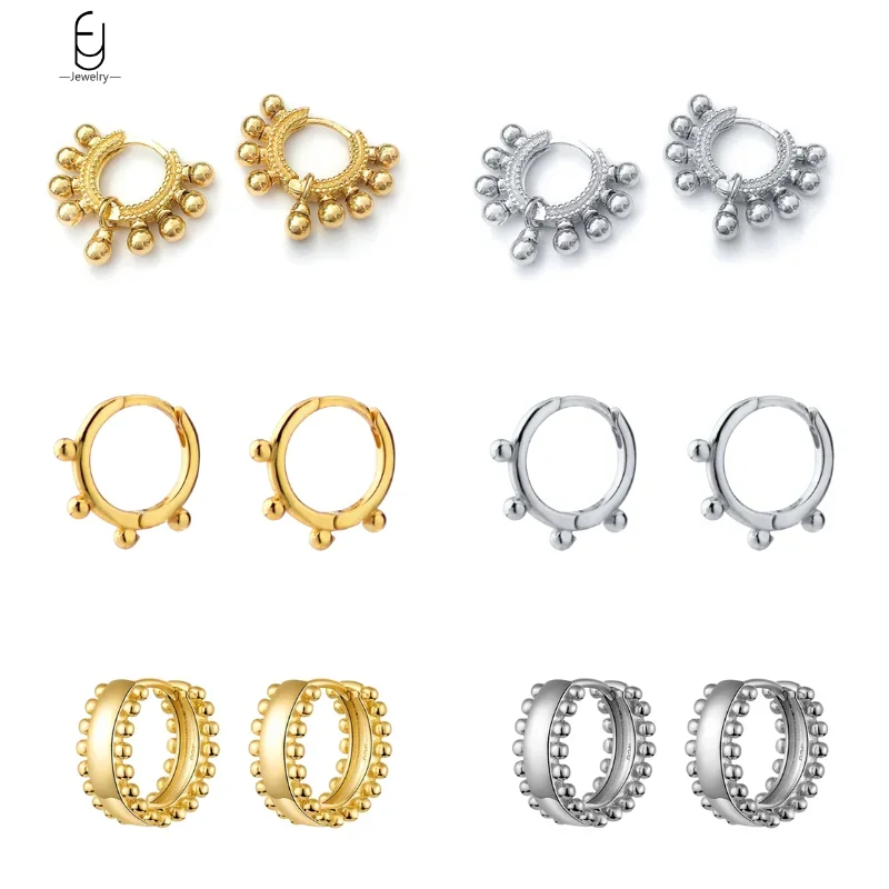 925-Sterling-Silver-Ear-Needle-Geometric-Circle-Simple-Hoop-Earrings ...