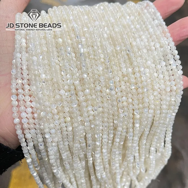 2-3-4mm-Natural-White-Mother-Of-Pearl-Shell-Beads-Round-Shells-Loose ...