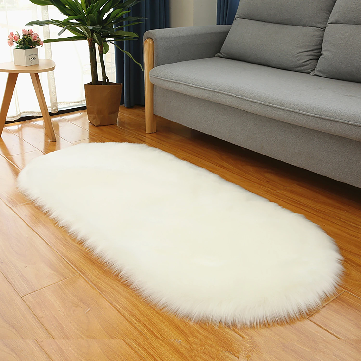 Smooth-Carpets-For-Living-Room-Sofa-Area-Oval-Bedroom-Rugs-Fuffy-Faux ...
