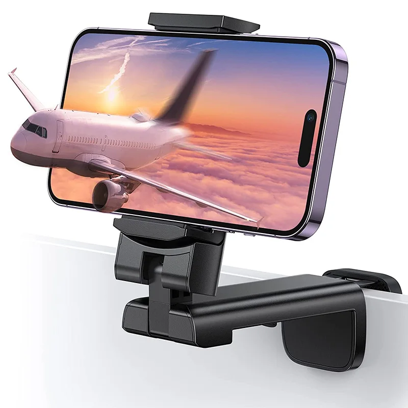 Airplane Phone Holder Clip Portable Travel Stand Desk Foldable Rotating ...