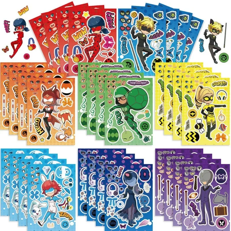 8pcs-Ladybug-Reddy-Cartoon-Cute-Miracle-Girl-Anime-Puzzle-Stickers ...