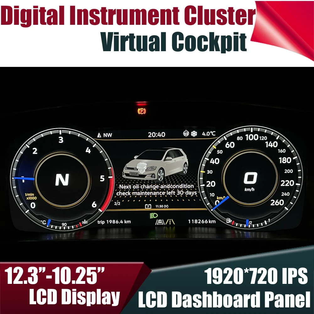 Digital-Instrument-Gauge-Cluster-For-VW-Golf-6-7-MK7-MK6-Passat-B7-B8 ...