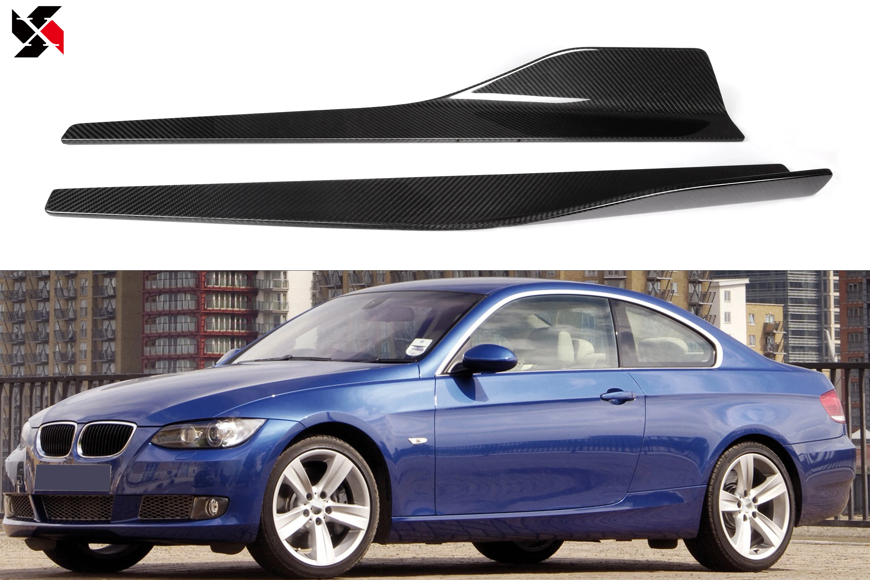 3*3 3k Twill Full Carbon Fiber Side Skirt Extension Side Sills ...