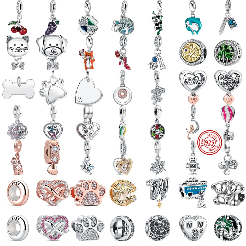 New 925 Silver Pet Cat Dog Bone Infinity Heart Puzzle Globe Friendship ...
