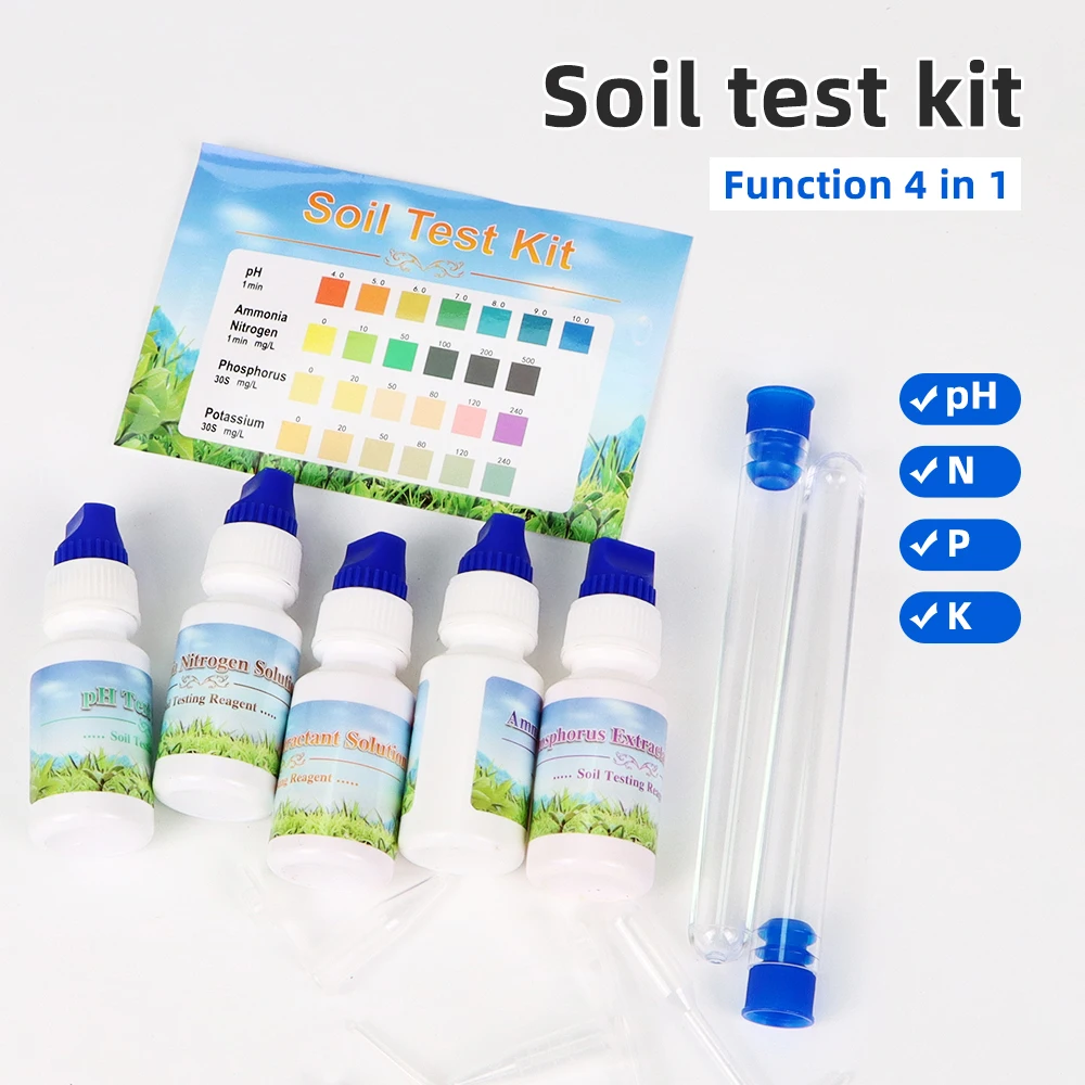 Soil Test Kit PH Ammonia Nitrogen Phosphorus Potassium Reagent Solution ...
