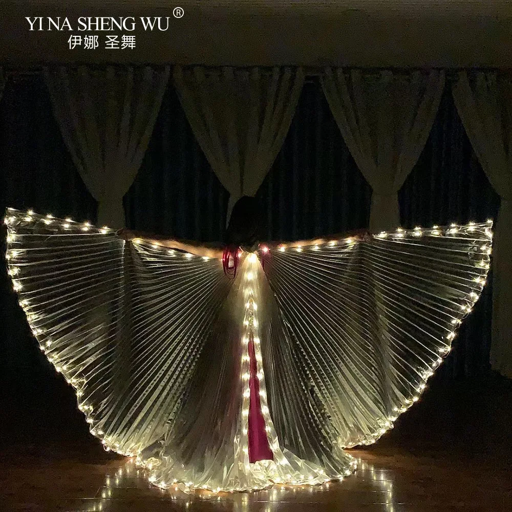 New LED Luminous Wings Prop Silver Wing Yellow Light Split Cloak Wrap ...