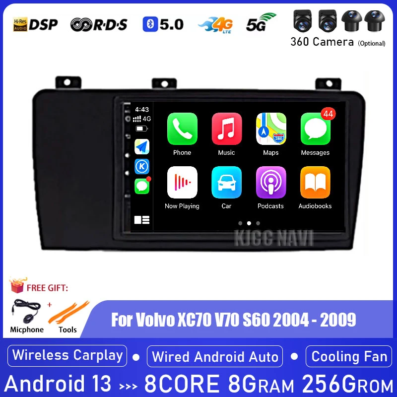 7'' Android 13 Car Radio Gps For Volvo Xc70 V70 S60 2004 - 2009 Android Auto Multimedia Video ...