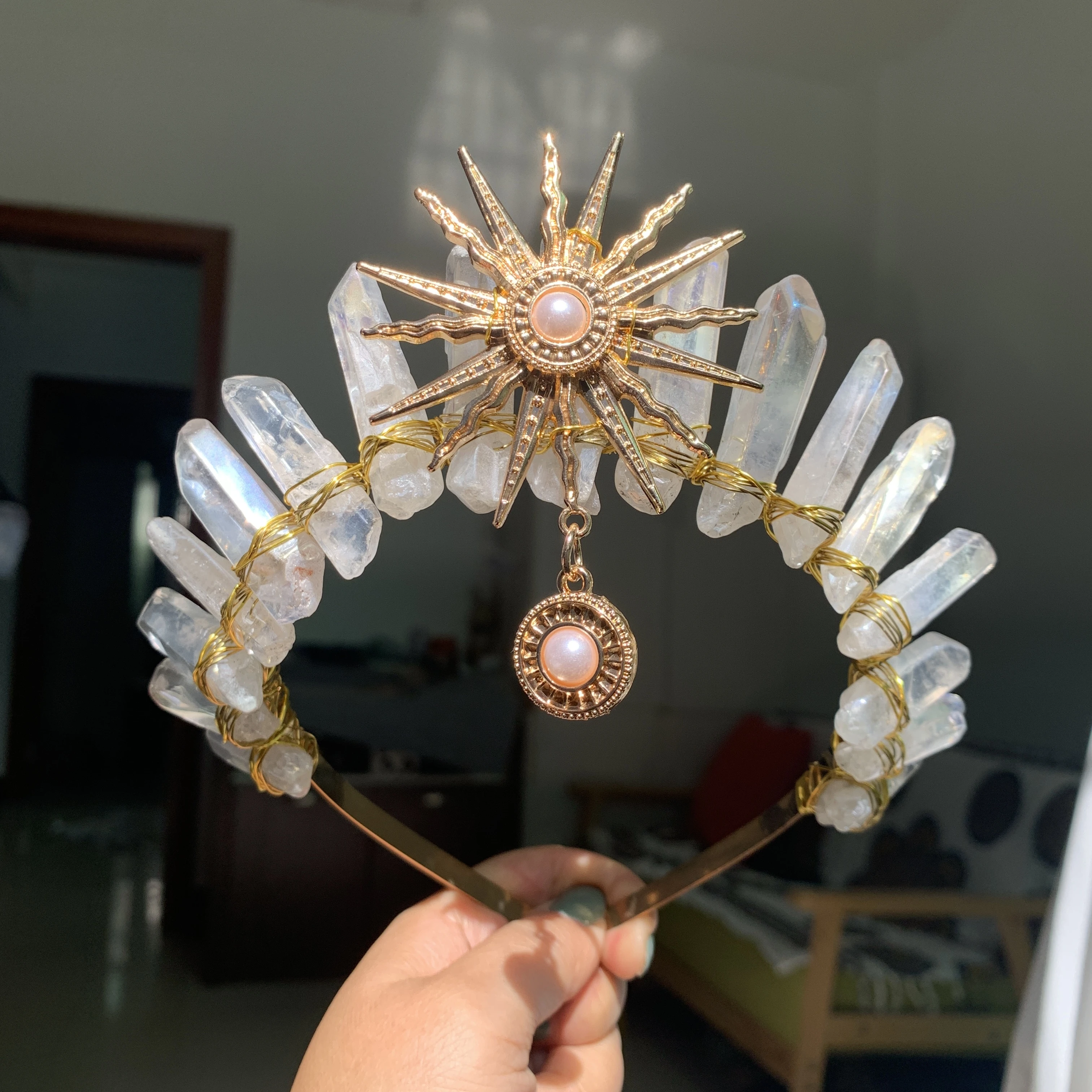 Raw crystal crown The sun goddess crystal Tiaras jewelry hair ...