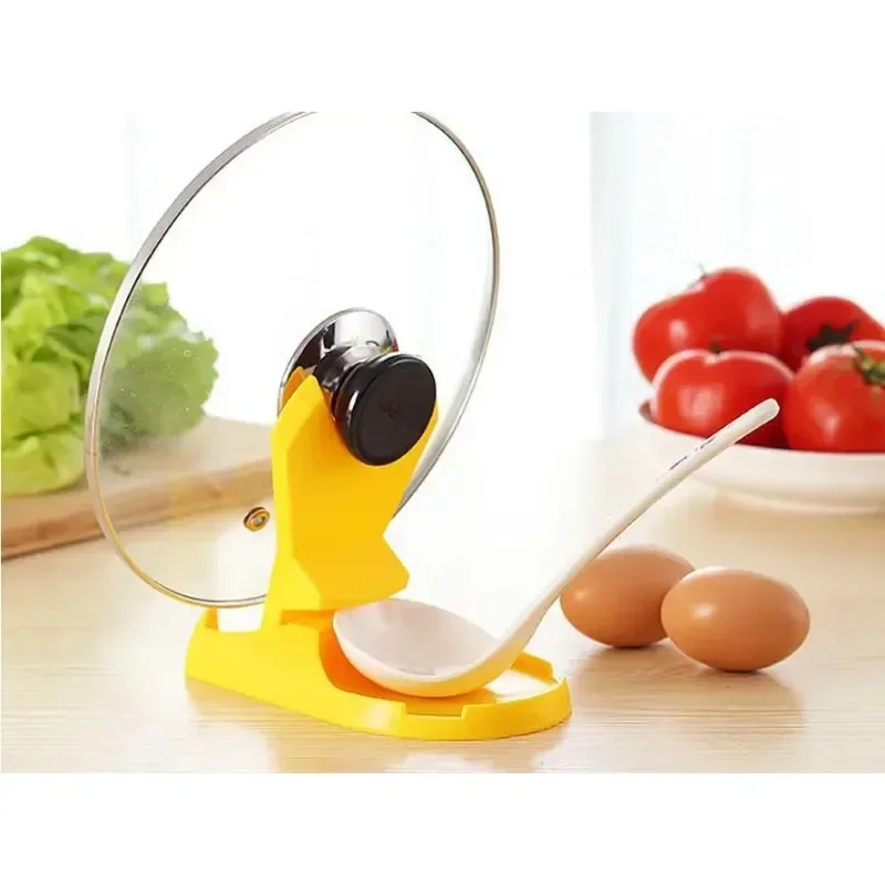 1 PC Plastic Pot And Spoon Stand Pan Cover Sucker Bracket Storage Rack ...