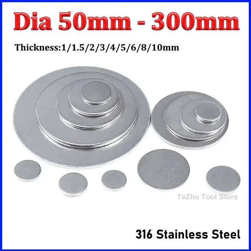 Dia 50mm - 300mm 316 Stainless Steel Round Plate Circular Sheet Disc ...