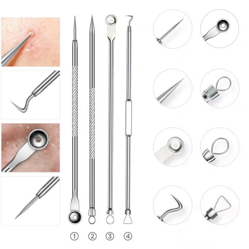 1-4pc-Stainless-Steel-Blackhead-Comedone-Acne-Blemish-Extractor-Remover ...
