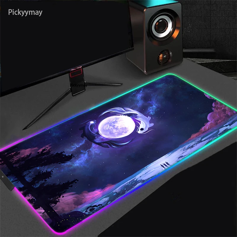 LED-Light-RGB-Mouse-Pad-Non-slip-Rubbe-Table-Mat-Deskpad-Art-Koi-Moon ...