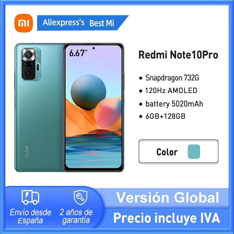 Versão global xiaomi redmi nota 10 pro smartphone 6gb/8gb + 128gb 108mp câmera snapdragon 732g ...