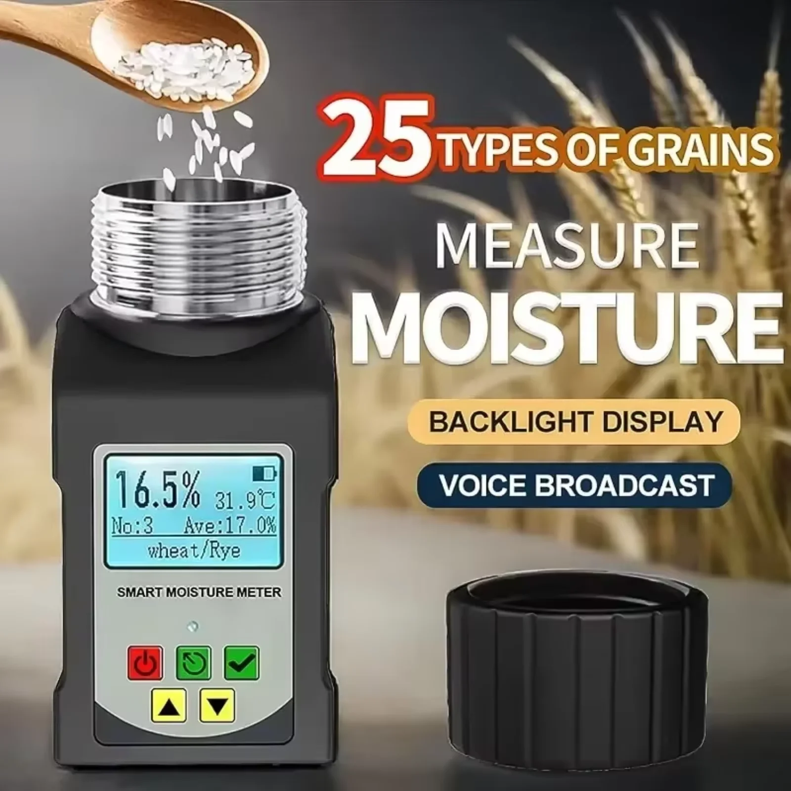 25 Kinds Grain Digital Moisture Meter Smart Grains Humidity Tester ...