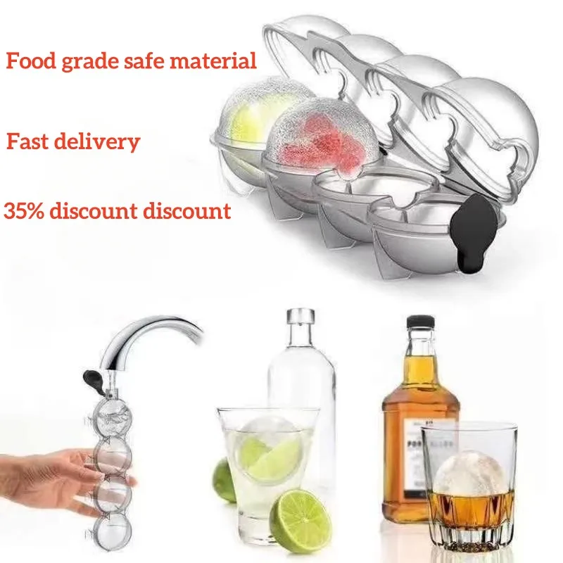 4-Hole-Ice-Cube-Makers-Round-Ice-Hockey-Mold-Whisky-Cocktail-Vodka-Ball ...