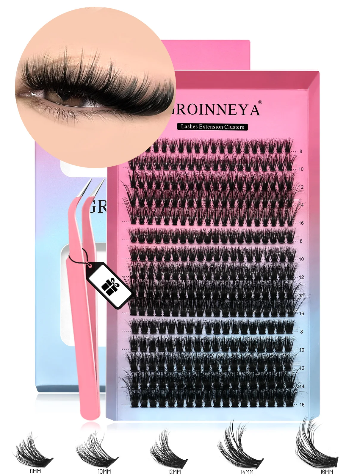 DIY Lash Extension Kit Set 8-16mm Mix Mink Fluffy Eyelashes Individual ...