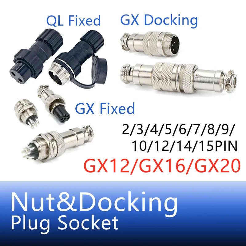 5-10-100Sets-GX16-GX12-GX20-Male-Female-Nut-Circular-Aviation-Connector ...