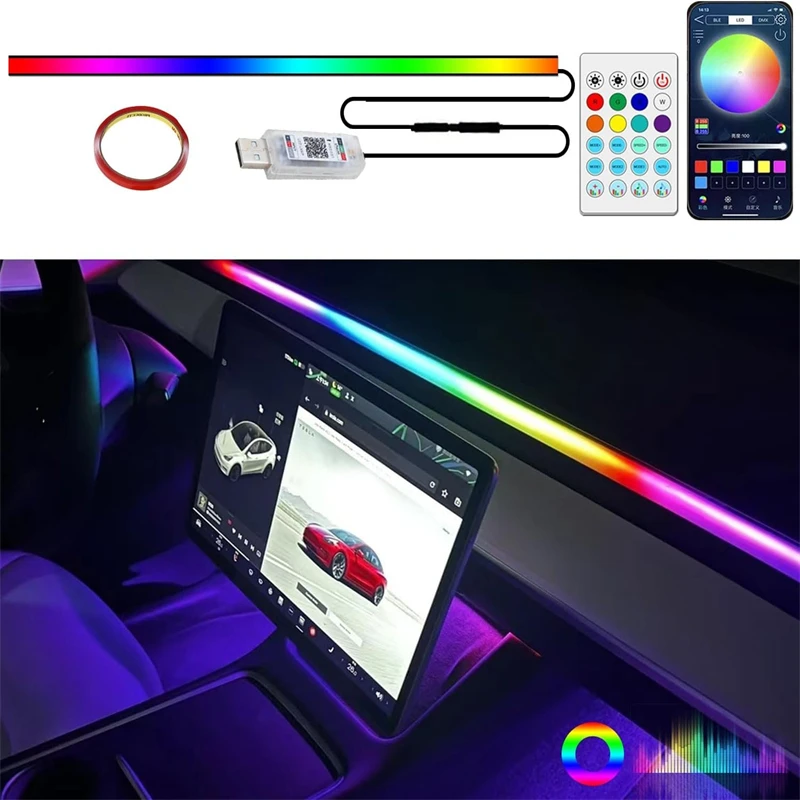 Colorful-LED-Car-Ambient-Light-Acrylic-Strips-Dashboard-Lights-RGB-Car ...