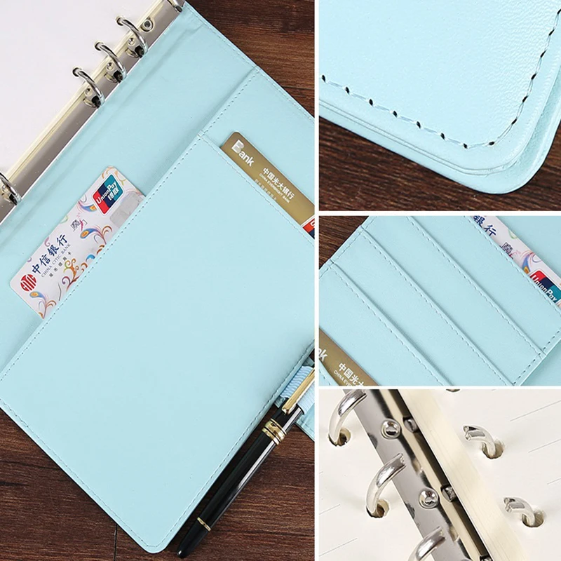 CAHIER,PU black--Mini Classeur À 6 Anneaux A6 En Cuir Pu, Carnet De ...