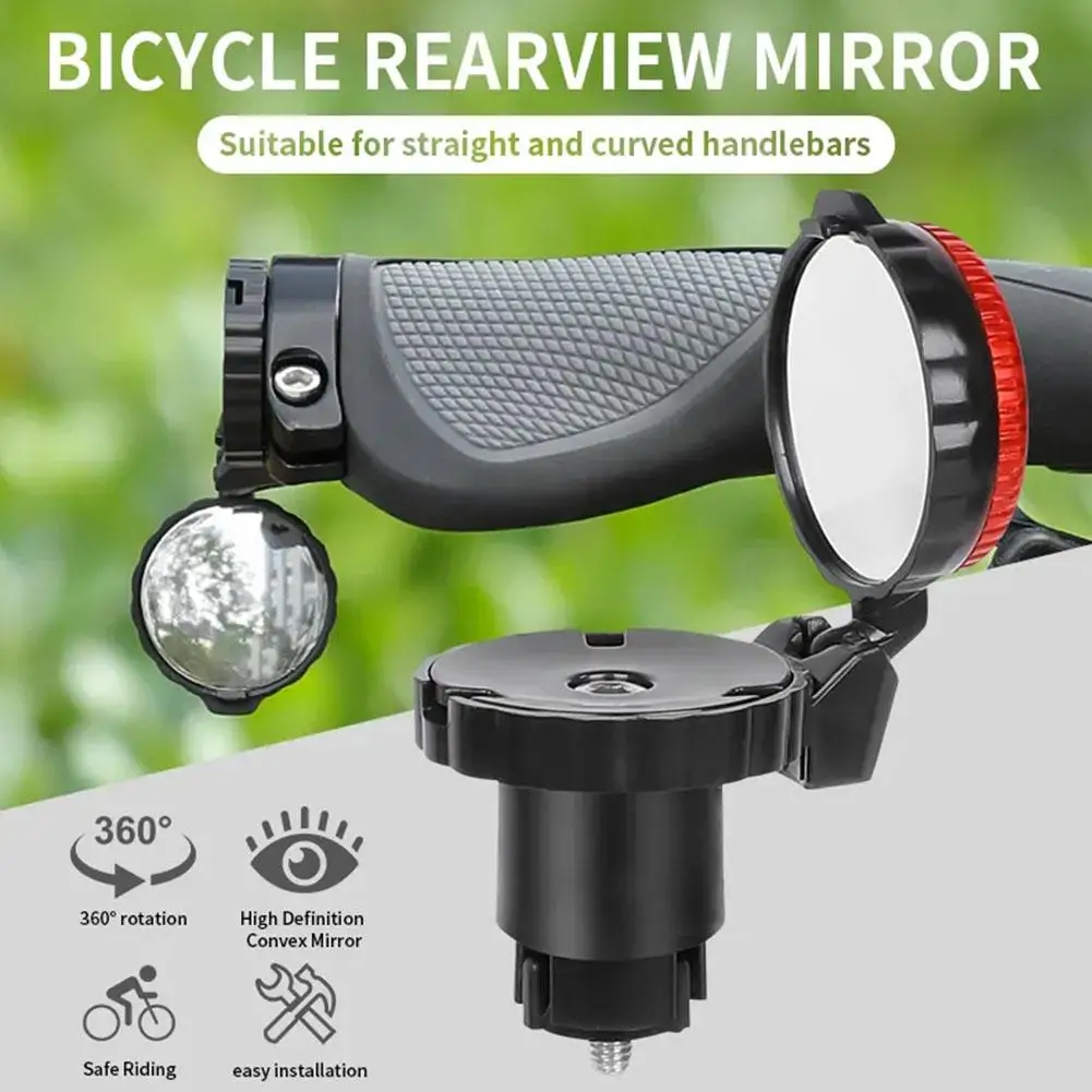 Bicycle-Rearview-Mirror-Rotate-Cycling-Handlebar-Led-Warning-Light-Rear ...